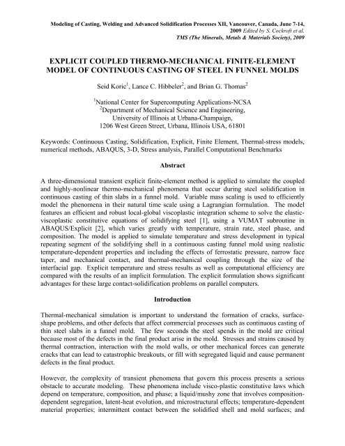 explicit coupled thermo-mechanical finite-element model of