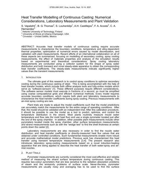 Heat Transfer Modelling Of Continuous Casting Numerical