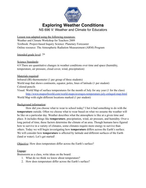 Exploring Weather Conditions - Little Shop of Physics