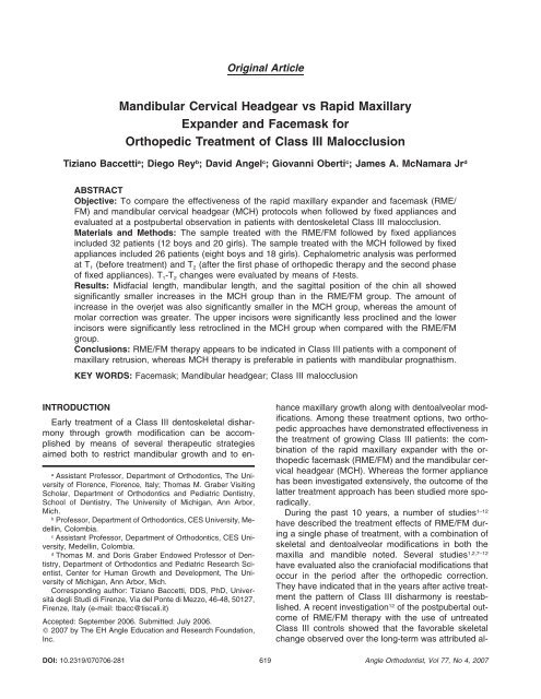 Mandibular Cervical Headgear vs Rapid Maxillary Expander and ...
