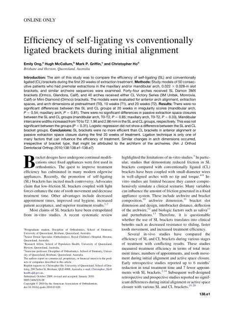 Efficiency of self-ligating vs conventionally ligated brackets during ...