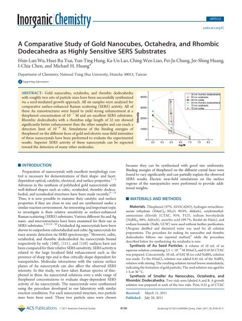A Comparative Study of Gold Nanocubes, Octahedra, and Rhombic ...