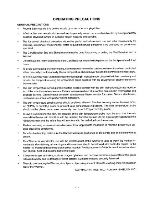 Resuscitaire Operators Manual - Clinical Engineering