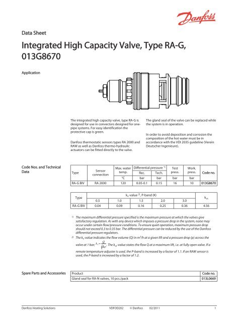 Integrated High Capacity Valve, Type RA-G, 013G8670 - Danfoss.com Integrated High Capacity Valve, Type RA-G, 013G8670 - Danfoss.com