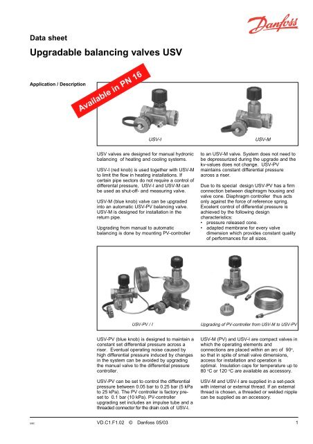 Upgradable balancing valves USV - Danfoss.com