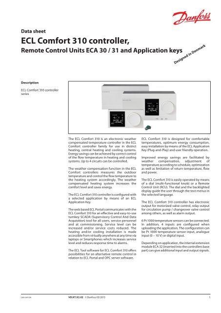 ECL Comfort 310 controller and remote control unit - Danfoss.com