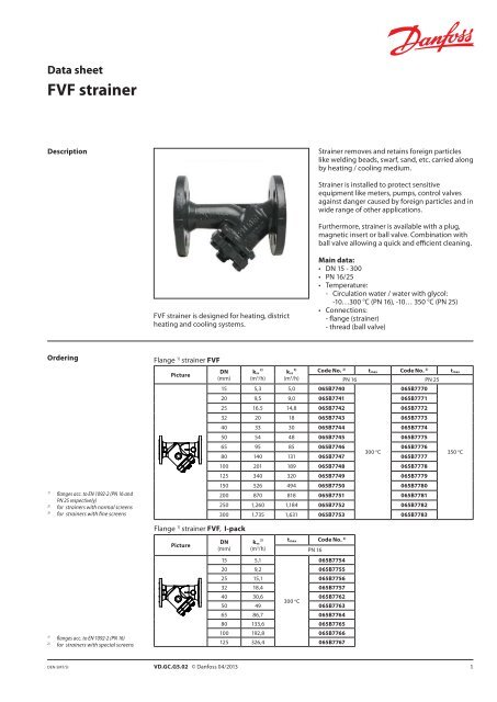 FVF strainer - Danfoss.com