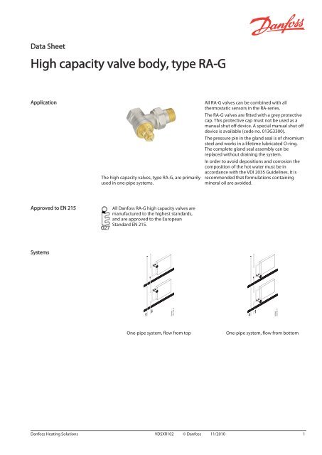 High capacity valve body, type RA-G - Danfoss.com High capacity valve body, type RA-G - Danfoss.com
