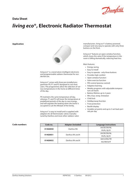 living eco®, Electronic Radiator Thermostat - Danfoss.com