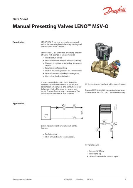 Data sheet MSV-O - Danfoss.com