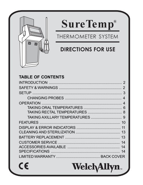 SureTemp Directions for Use - Clinical Engineering