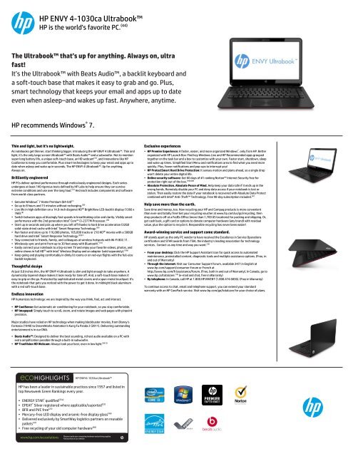 HP Pavilion Data Sheet