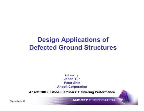 Presentation - Design Applications of Defected Ground Structures