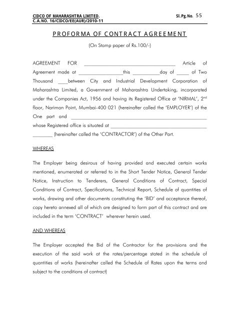 proforma of contract agreement - the e-Tendering System for ...