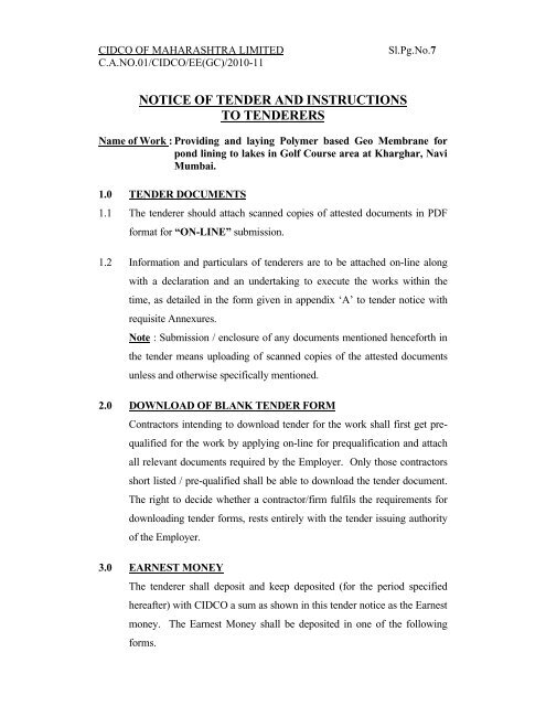 notice of tender and instructions to tenderers - the e-Tendering ...