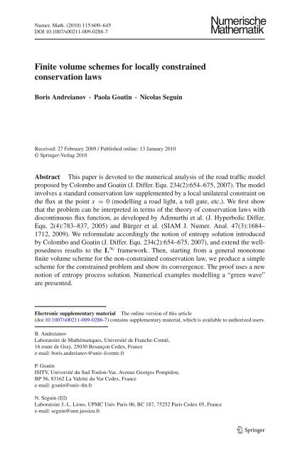 Finite Volume Schemes For Locally Constrained Conservation Laws