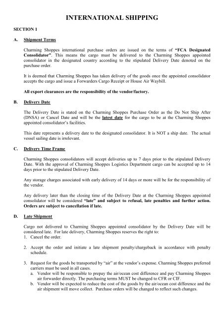 International Routing Guide - CSI Vendor Manual