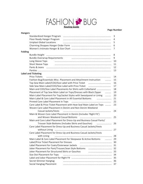 Guide Page Number Hangers - CSI Vendor Manual