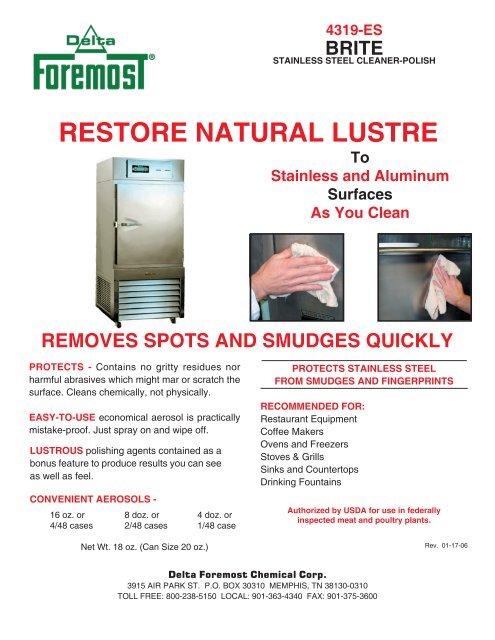 RESTORE NATURAL LUSTRE - Delta Foremost Chemical