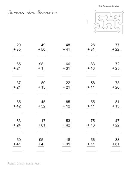 Sumas sin llevadas