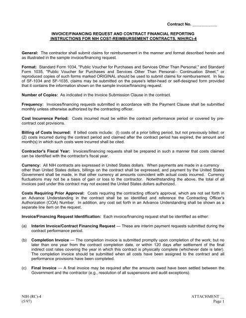 INVOICE/FINANCING REQUEST AND CONTRACT FINANCIAL ...