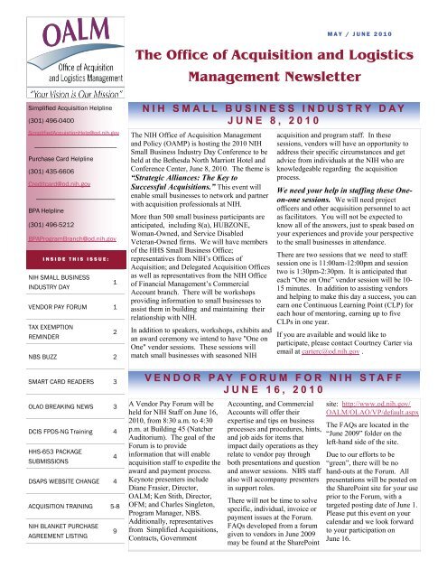 The Office of Acquisition and Logistics Management ... - OAMP Home