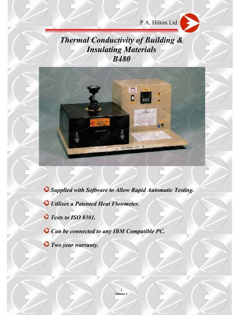 Thermal Conductivity of Building & Insulating Materials B480