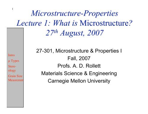 Microstructure Properties Lecture 1 Materials Science And