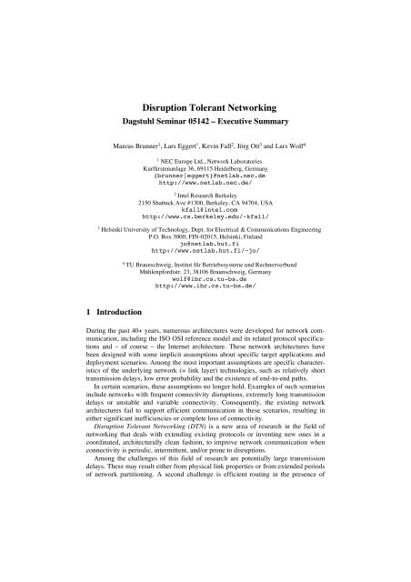 Disruption Tolerant Networking - Lars Eggert