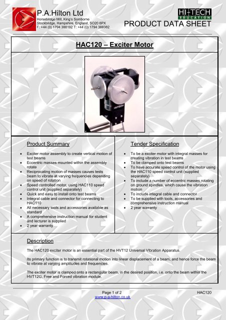 HAC120 – Exciter Motor