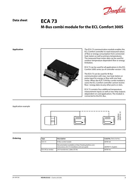 ECA 73 M-Bus combi module for the ECL Comfort 300S - Danfoss.com