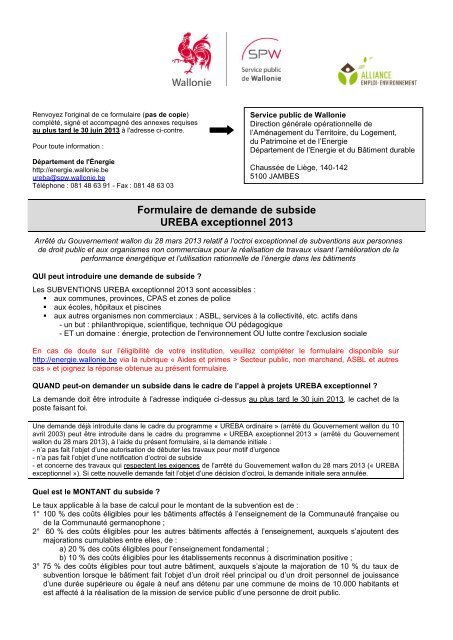 Formulaire de demande de prime(s) - Bruxelles Environnement