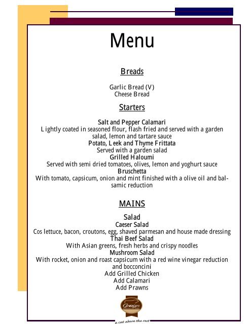 Breads Starters MAINS