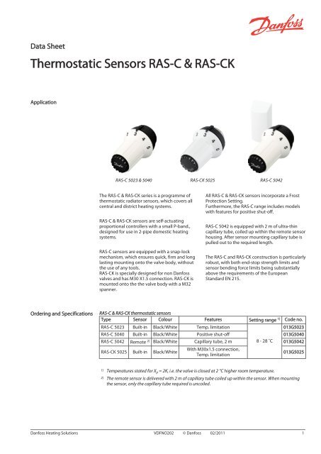 Thermostatic Sensors RAS-C & RAS-CK - Danfoss.com