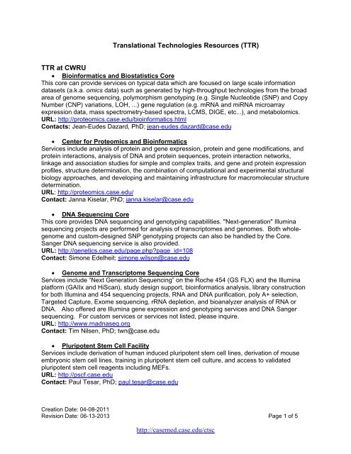 TTR Sub-Core Summary