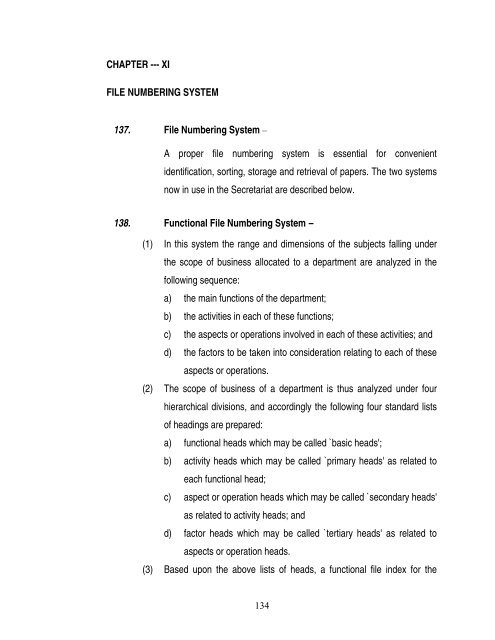 CHAPTER-XI-File Numbering System