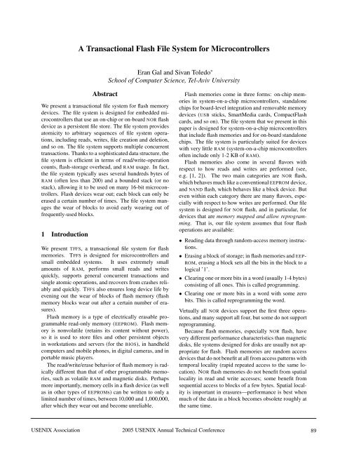 A Transactional Flash File System for Microcontrollers