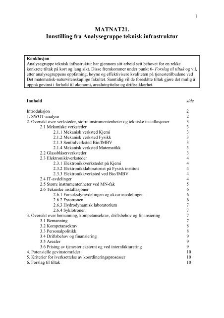 Rapport - Det matematisk-naturvitenskapelige fakultet - Universitetet ...