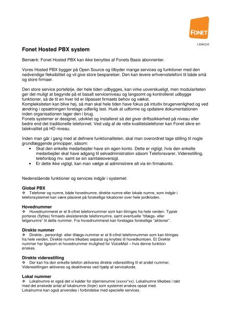 Fonet Hosted PBX system