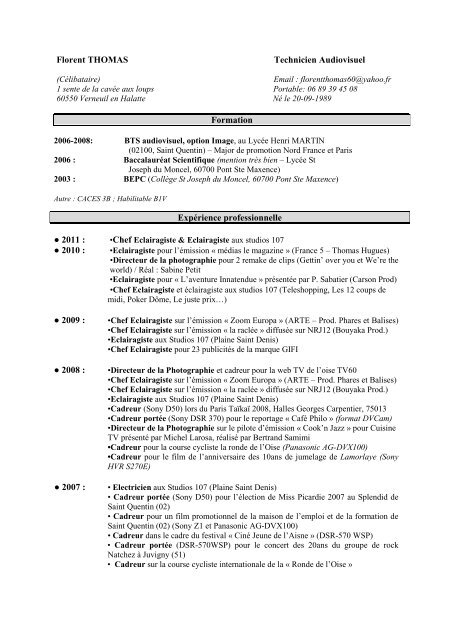 C.V technique - Thomas, Florent