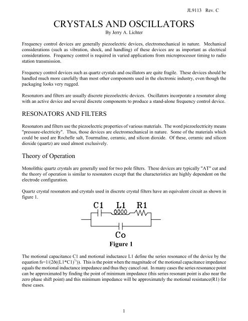 CRYSTALS AND OSCILLATORS - NEL Frequency Controls