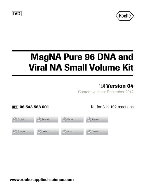 MagNA Pure 96 DNA and Viral NA Small Volume ... - Roche e-LabDoc