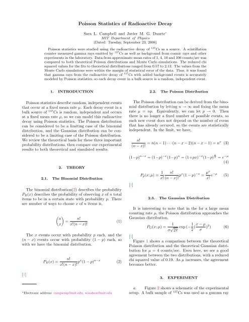 Poisson Statistics of Radioactive Decay