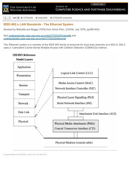 IEEE-802.x LAN Standards - The Ethernet System - Undergraduate