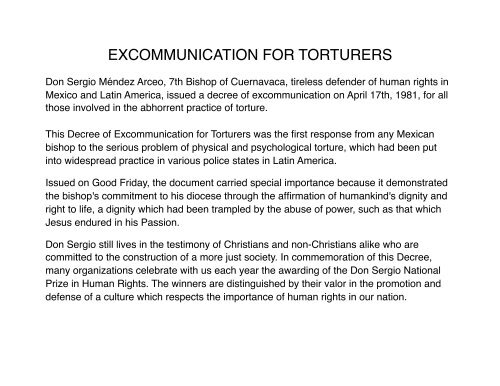 Decree of Excommunication - Fundación Don Sergio Méndez Arceo