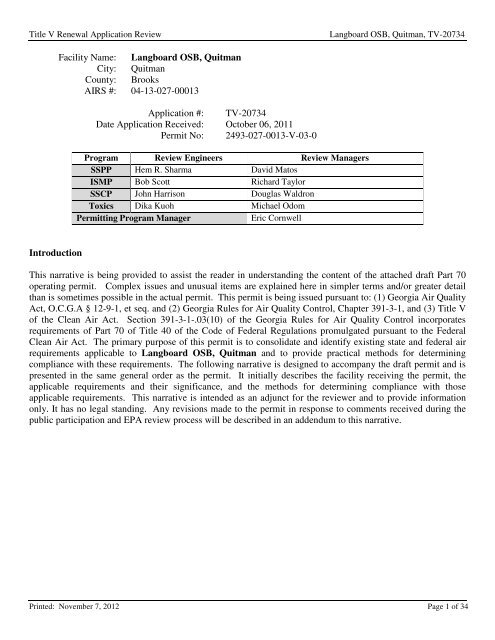 Langboard OSB, Quitman City - Georgia Air Protection Branch