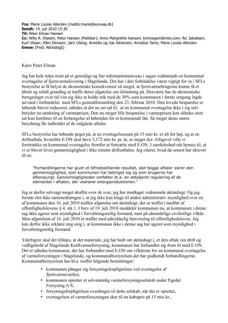 Kære Peter Elman. Jeg har hele tiden troet på et gensidigt og fair ...