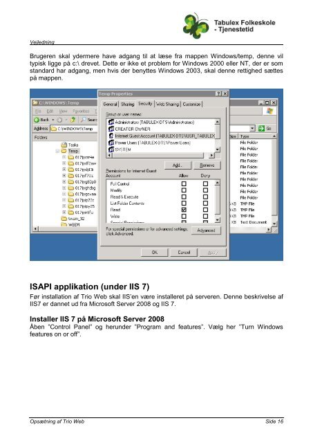 Vejledning Brugeren skal
