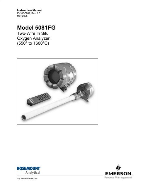 5081FG 2-Wire In Situ O2 Analyzer - Emerson Process Management