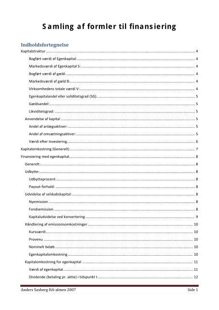 Samling af formler til finansiering - Talkactive.net